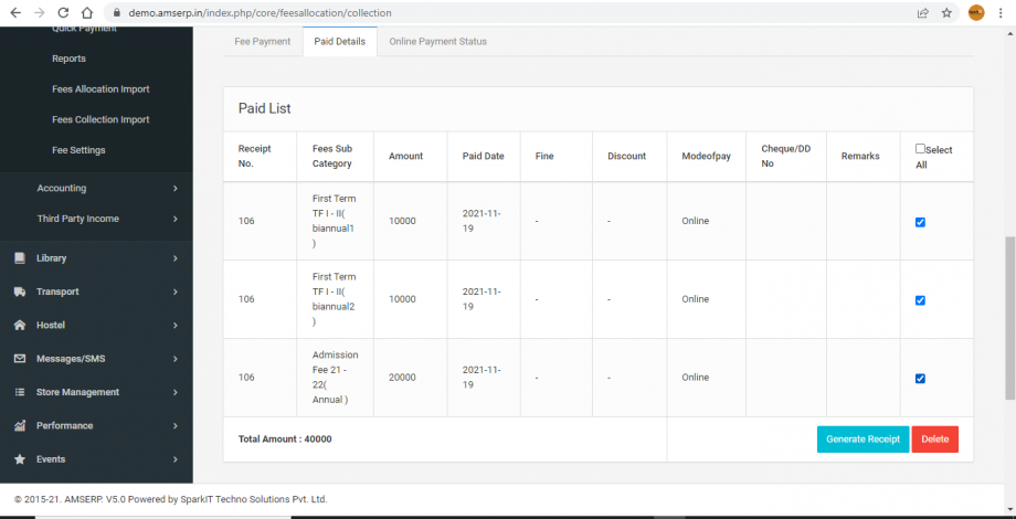 How to Generate the Fee Receipt for Students? – helpdesk