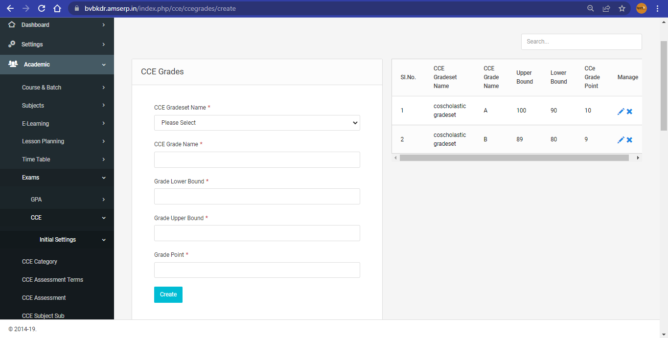 CCE Gradset,CCE Grades and CCE Grade skill mapping – helpdesk