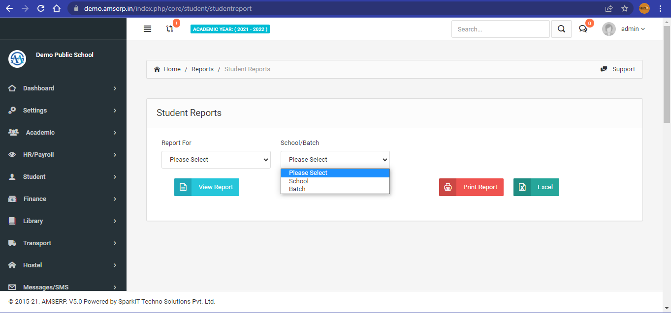 How can I generate students report from AMSERP – helpdesk