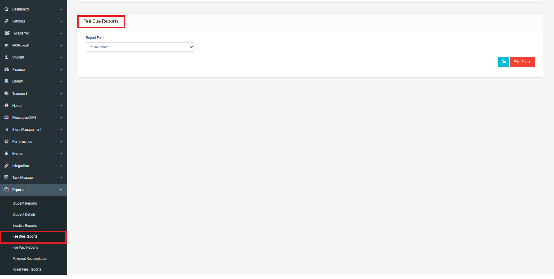 Is it possible to get fee due report in AMS ERP? – helpdesk