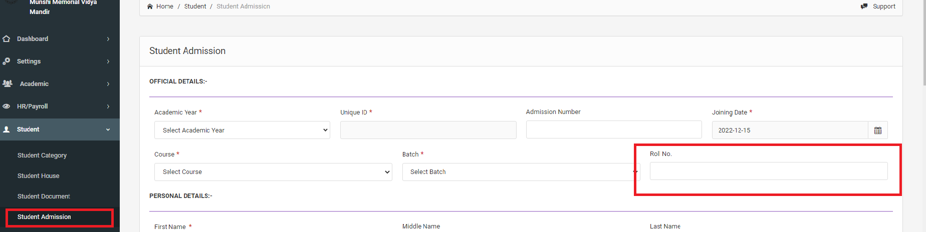 How can I Assign Admission No. And Roll No. for Students? – helpdesk